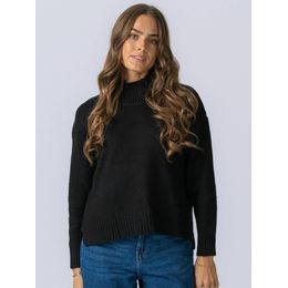 Strickpullover TEESHOPPEN "TEESHOPPEN Sweater Emma Knit", Damen, Gr. XS, schwarz, Obermaterial: 64% Polyester, 30% Polyacryl, 6% Wolle, Pullover Strickpullover