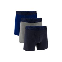 Boxershorts Under Armour "Boxershort UA PERFORMANCE COTTON - SOLID 6 IN 3PK 3er Pack", Herren, Gr. L, bunt (dunkelblau, grau, blau), Obermaterial: 57% Baumwolle CO. 38% Polyester PES. 5% Elasthan EL., Unterhosen