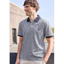 Poloshirt Street One MEN, Herren, Gr. L (42), hellwei&szlig;, Web, 48% Baumwolle, 48% Polyester, 4% Elasthan, gestreift, normal normal, hoch geschlossener Ausschnitt, B&uuml;ndchen, Shirts, mit Streifenmuster