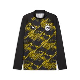 T-Shirt Puma "Borussia Dortmund Aufw&auml;rmoberteil Herren", Herren, Gr. L, schwarz faster gelb, Obermaterial: 100% Polyester, bedruckt, slim fit, Rundhals, Shirts T-Shirt