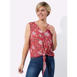 Blusentop Classic Basics, Damen, Gr. 54, erdbeere, eucalyptus, bedruckt, 100% Viskose, gebl&uuml;mt, gemustert, mehrfarbig, V-Ausschnitt, Blusen Blusentop
