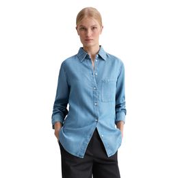 Marc O'Polo Jeansbluse MARC O'POLO "aus TENCEL&trade; Lyocell", Damen, Gr. 34, medium blau, Obermaterial: 100% Lyocell, unifarben, regular fit normal, Manschette, Blusen Jeansbluse