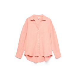 V&eacute;ro Moda Langarmbluse VERO MODA "VMNORMA LS CHAMBRAY SHIRT", Damen, Gr. L, langoustino detail:melange, Web, Obermaterial: 100% Baumwolle, meliert, loose fit Po-bedeckend, V-Ausschnitt, Blusen, Baumwolle, loose fit
