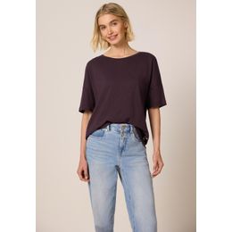 T-Shirt STREET ONE STUDIO, Damen, Gr. 34, very berry, Web, 50% Baumwolle, 50% Modal, unifarben, normal normal, Rundhals, abgesteppt, Shirts T-Shirt, unifarben