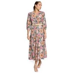 Maxikleid Zero "Damen mit Blumenprint", Damen, Gr. 38, Normalgr&ouml;&szlig;en, ros&eacute;, gr&uuml;n, Obermaterial: 60% Viskose, 40% Baumwolle, A-Linie lang, Kleider Maxikleid, G&uuml;rtel