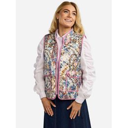 Kurzweste LIBERT&Eacute; ESSENTIEL "Libert&eacute; Essentiel Vest MIMI", Damen, Gr. L, blau rose paisley, Obermaterial: 100% Polyester, Westen