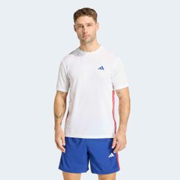 T-Shirt adidas Performance "WORKOUT ESSENTIALS 3-STRIPES", Herren, Gr. L, wei&szlig;, better scarlet, Obermaterial: 100% Polyester, Rundhals, Shirts T-Shirt