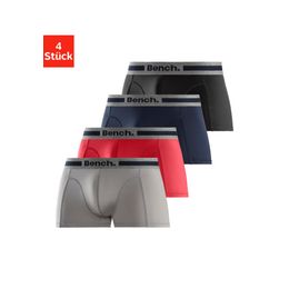 Funktionsboxer Bench. "Boxershorts f&uuml;r Herren", Herren, Gr. L, 4 Stk., bunt (rot, grau, meliert, navy, schwarz), Microfaser, Obermaterial: 92% Polyamid, 8% Elasthan, unifarben, k&ouml;rpernah, Unterhosen, Unterhosen aus Microfaser