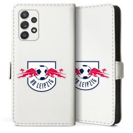 DeinDesign Galaxy A52s 5G Handy Klapph&uuml;lle Handyh&uuml;lle aus Kunst Leder wei&szlig; Flip Case Official Licensed Product Transparent Rb Leipzig Sideflip mit Lasche