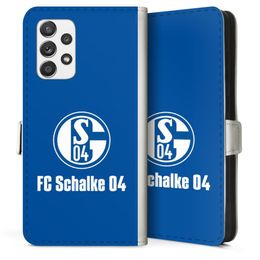 DeinDesign Galaxy A52s 5G Handy Klapph&uuml;lle Handyh&uuml;lle aus Kunst Leder wei&szlig; Flip Case Fc Schalke 04 Official Licensed Product Logo Sideflip mit Lasche