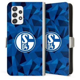 DeinDesign Galaxy A52s 5G Handy Klapph&uuml;lle Handyh&uuml;lle aus Kunst Leder wei&szlig; Flip Case Camouflage Fc Schalke 04 Muster Sideflip mit Lasche