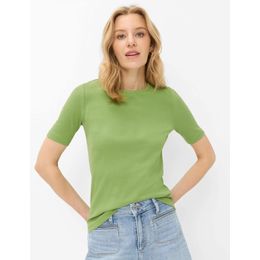 Kurzarmshirt Brax "Style CARINA S", Damen, Gr. 38, gr&uuml;n (grasgr&uuml;n), 95% Baumwolle, 5% Elasthan, Rundhals, Shirts