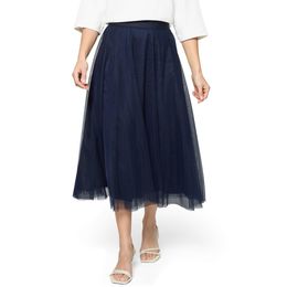 Midirock Zero "Damen mit elastischem Bund", Damen, Gr. 34, deep sky, T&uuml;ll, Obermaterial: 100% Polyester, transparent, ausgestellt lang, R&ouml;cke, Material.