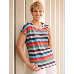 Kurzarmshirt Classic Basics "Kurzarm-Shirt", Damen, Gr. 38, bunt (mint, ros&eacute;, geringelt), 100% Baumwolle, bedruckt, gemustert, gestreift, mehrfarbig, Rundhals, Shirts