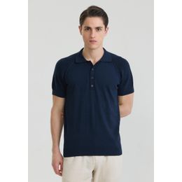 Poloshirt FELIX HARDY "Strick-Polo Shirt Kurzarm", Herren, Gr. L, navy, 100% Baumwolle, Shirts