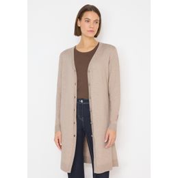 Longstrickjacke Cecil, Damen, Gr. M (40), beige (sandalwood beige melange), Stoff, 52% Viskose, 28% Polyester, 20% Nylon, unifarben, comfort fit lang, V-Ausschnitt, Rippb&uuml;ndchen, Strickjacken Longstrickjacke, Feinstrick