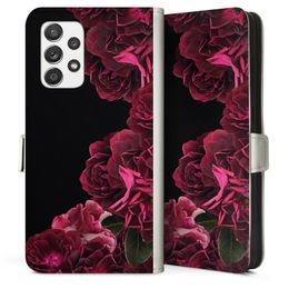 DeinDesign Galaxy A52s 5G Handy Klapph&uuml;lle Handyh&uuml;lle aus Kunst Leder wei&szlig; Flip Case Vintage Rose Pink Sideflip mit Lasche