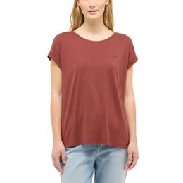 Kurzarmshirt Mustang "Damen Style Lesley", Damen, Gr. L, dunkelrot, Jersey, 50% Lyocell, 50% Baumwolle, Rundhals, Shirts