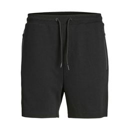 Jack & Jones PlusSize Laufshorts "JPSTGORDON FUSION SWEAT SHORTS MID PLS", Herren, Gr. 42 (4XL), N-Gr, schwarz, angeraute Sweatware, Obermaterial: 58% Polyester, 42% Baumwolle, JACK & JONES PLUSSIZE, unifarben, regular fit knielang, Hosen