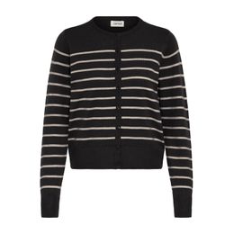 Strickjacke oxmo "Strickjacke OXKeana", Damen, Gr. M, schwarz (schwarz mix), Obermaterial: 50% Viskose CV. 28% Polyester PES. 22% Nylon NY., Strickjacken Strickjacke