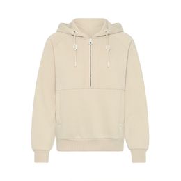 Kapuzensweatjacke oxmo "Kapuzensweatjacke OXAndrea", Damen, Gr. L, beige (oyster), Obermaterial: 55% Polyester PES. 45% Baumwolle CO., Sweatjacken
