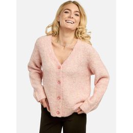 Cardigan LIBERT&Eacute; ESSENTIEL "Libert&eacute; Essentiel Cardigan LOU", Damen, Gr. L, creme peachy, Obermaterial: 67% Polyester, 18% Polyamid, Strickjacken