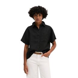 Marc O'Polo Kurzarmbluse MARC O'POLO "mit breiter Kellerfalten im R&uuml;cken", Damen, Gr. 32, schwarz, Obermaterial: 100% Leinen, unifarben, regular fit normal, Blusen
