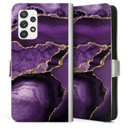 DeinDesign Galaxy A52s 5G Handy Klapph&uuml;lle Handyh&uuml;lle aus Kunst Leder wei&szlig; Flip Case Pink Glitzer Marble Sideflip mit Lasche