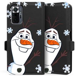 DeinDesign Xiaomi Redmi Note 10 Pro Handy Klapph&uuml;lle Handyh&uuml;lle aus Kunst Leder schwarz Flip Case Disney Frozen 2 Frozen Olaf Sideflip mit langer Lasche