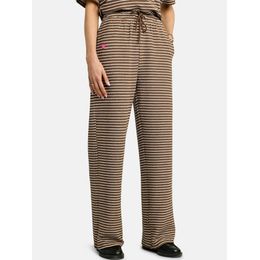 Chinohose LIBERT&Eacute; ESSENTIEL "Libert&eacute; Essentiel Trouser SUS", Damen, Gr. L, Normalgr&ouml;&szlig;en, braun creme stripe, Obermaterial: 95% Polyester, 5% Elasthan, Hosen Chinohose