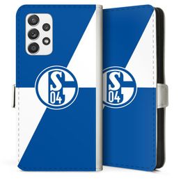 DeinDesign Galaxy A52s 5G Handy Klapph&uuml;lle Handyh&uuml;lle aus Kunst Leder wei&szlig; Flip Case Official Licensed Product Fc Schalke 04 Bundesliga Sideflip mit Lasche