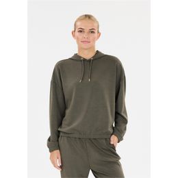 ENDURANCE ATHLECIA Kapuzensweatshirt ATHLECIA "NAMIER W", Damen, Gr. 34, gr&uuml;n (gr&uuml;n, olivgr&uuml;n), 51% Polyester, 44% Modal, 5% Elasthan, unifarben, kurz, ohne Ausschnitt, Sweatshirts, mit hohem Modal-Anteil