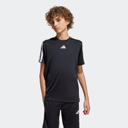 T-Shirt adidas Sportswear "J TR-ES 3S TEE", M&auml;dchen, Gr. 128, schwarz-wei&szlig; (schwarz, wei&szlig;), Obermaterial: 100% Polyester, Rundhals, Shirts T-Shirt