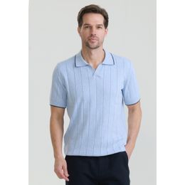 Poloshirt FELIX HARDY "Polo Shirt Kurzarm", Herren, Gr. L, blau, 100% Baumwolle, Shirts