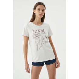 V&eacute;ro Moda Kurzarmshirt VERO MODA "VMJILIADA S/S T-SHIRT JRS BTQ", Damen, Gr. L, snow wei&szlig; print:andorra bloom, Jersey, Obermaterial: 100% Baumwolle, bedruckt, normal, Rundhals, Shirts, Baumwolle