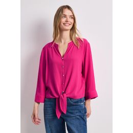 Klassische Bluse Street One, Damen, Gr. 34, magenta dream, Stoff, 70% Viskose, 30% Polyester, unifarben, klassisch normal, Rundhals, B&uuml;ndchen, Blusen Bluse, mit 3/4 &Auml;rmeln