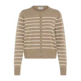 Strickjacke oxmo "Strickjacke OXKeana", Damen, Gr. S, grau (desert taupe mix), Obermaterial: 50% Viskose CV. 28% Polyester PES. 22% Nylon NY., Strickjacken Strickjacke