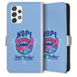DeinDesign Galaxy A52s 5G Handy Klapph&uuml;lle Handyh&uuml;lle aus Kunst Leder wei&szlig; Flip Case Disney Sayings Lilo & Stitch Sideflip mit Lasche