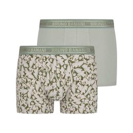 Boxer Bruno Banani "Foliage", Herren, Gr. L, bl&auml;tter print, salbeigr&uuml;n, Obermaterial: 93% Baumwolle, 7% Elasthan, bedruckt, bequem, Unterhosen