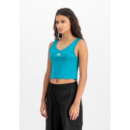 Muskelshirt Alpha Industries "Basic Crop-Tank SL Women", Damen, Gr. L, blau (blau lagoon), Obermaterial: 95% Baumwolle, 5% Elastan, Shirts