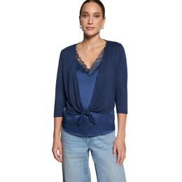Sweatjacke Zero "Damen mit 3/4 Arm", Damen, Gr. 34, sargasso sea, Jersey, Obermaterial: 45% Polyester, 55% Viskose, figurumspielend normal, Sweatjacken Sweatjacke, Wickel-Design
