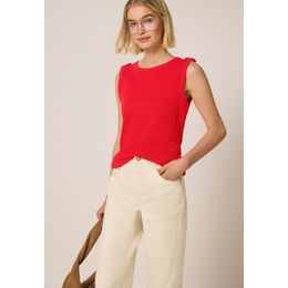 Ripptanktop STREET ONE STUDIO, Damen, Gr. 38, chili rot, Web, 95% Baumwolle, 5% Elasthan, unifarben, comfort fit normal, Rundhals, abgesteppt, Tops, mit Rundhalsausschnitt
