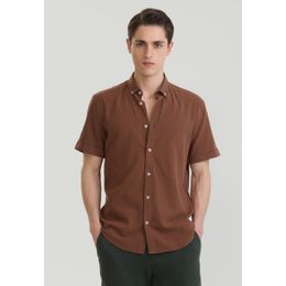 Kurzarmhemd FELIX HARDY "Kurzarmhemd", Herren, Gr. L, Normalgr&ouml;&szlig;en, braun, 65% Baumwolle, 35% Leinen, Hemden