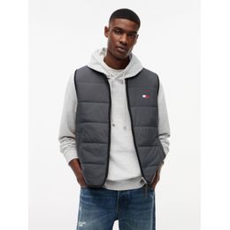 Steppweste Tommy Jeans "TJM HERITAGE FLAG QUILTED", Herren, Gr. S, washed schwarz, Web, Obermaterial: 100% Nylon, regular fit normal, Rundhals, Westen Steppweste, Underliner Regular fit mit Rundhalsausschnitt