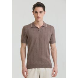 Poloshirt FELIX HARDY "Polo Shirt Kurzarm", Herren, Gr. L, braun, 100% Baumwolle, Shirts