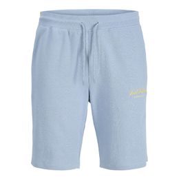 Jack & Jones Laufhose JACK & JONES "JPSTGORDON ARCHIVE COLOR SWEAT SHORT MID", Herren, Gr. XL, N-Gr, mountain spring, Web, Obermaterial: 80% Baumwolle, 20% Polyester, unifarben, regular fit kniefrei, Hosen Laufhose, mit Logo Schriftzug