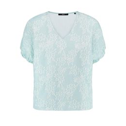 Kurzarmshirt Zero "Damen kurzarm", Damen, Gr. 34, blau, cream, Obermaterial: 16% Viskose, 2% Elasthan, 82% Polyester, normal, V-Ausschnitt, Shirts, Struktur