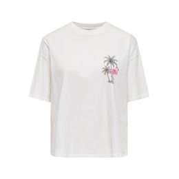 Kurzarmshirt Only "ONLLUCY BOXY S/S TOP JRS", Damen, Gr. L, cloud dancer print:pink sands beach, Jersey, Obermaterial: 100% Baumwolle, bedruckt, normal, Rundhals, Shirts, Baumwolle, Rundhals