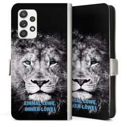 DeinDesign Galaxy A52s 5G Handy Klapph&uuml;lle Handyh&uuml;lle aus Kunst Leder wei&szlig; Flip Case Official Licensed Product Tsv 1860 M&uuml;nchen Lion Sideflip mit Lasche