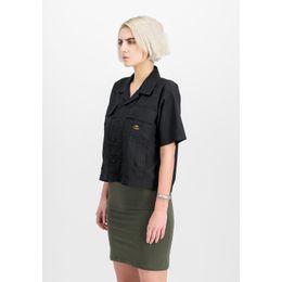 Print-Shirt Alpha Industries "Short Sleeve Cargo Shirt W", Damen, Gr. L, schwarz, Obermaterial: 100% Baumwolle, Shirts